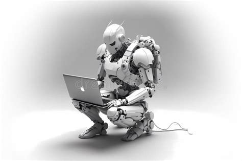 Robot Is Typing On A Keyboard Generative Ai Design Stock Illustration Illustration Of
