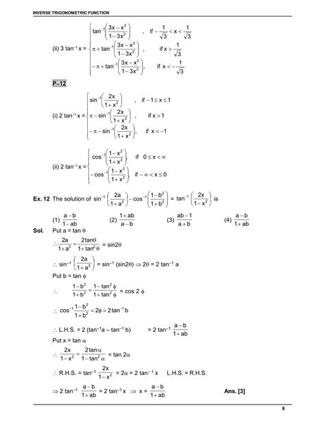 Inverse Trigonometric Function Notes For Class 12 And Iit Jee
