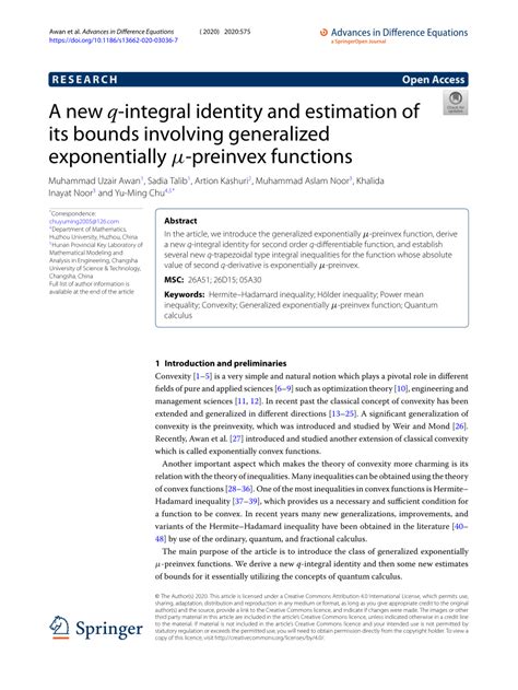 Pdf A New Q Integral Identity And Estimation Of Its Bounds Involving