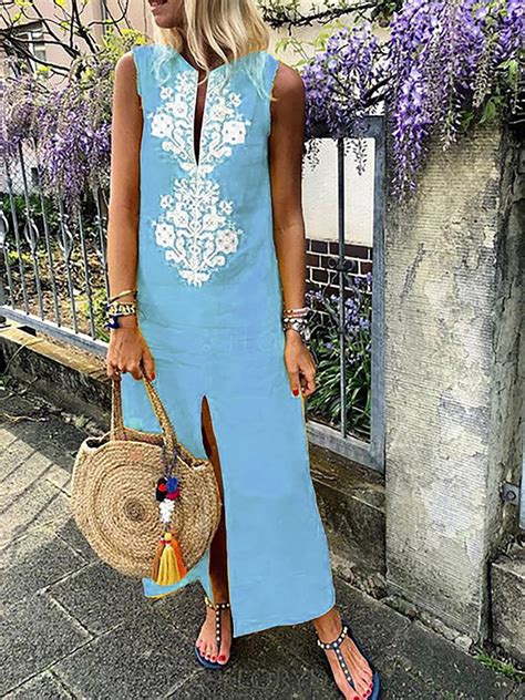 Стильне плаття в підлогу Льон візерунок Angelo Style продаж ціна у Одесі Жіночі сукні від