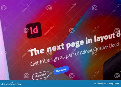 Adobe Indesign Website Home Page On Computer Screen Indesign Is A Web