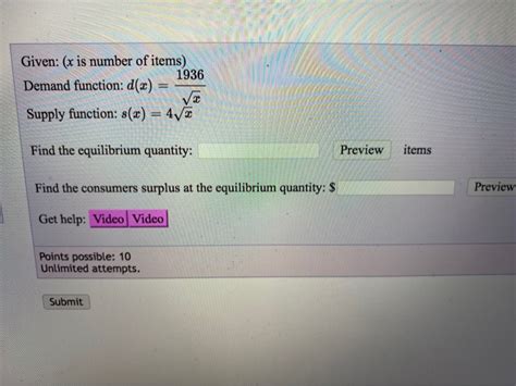 Solved Given X Is Number Of Items Demand Function