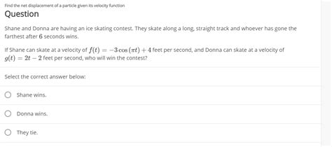 solved find the net displacement of a particle given its