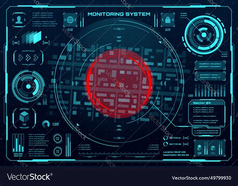 Surveillance Hud Monitor Screen Military Security Vector Image