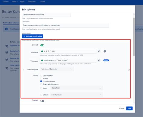solved sending a notification when a confluence page need