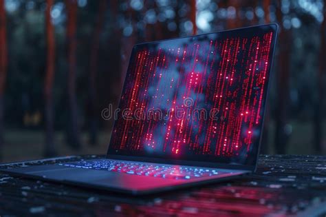 Front View Of A Laptop Hackers And Internet Connection Bugs And