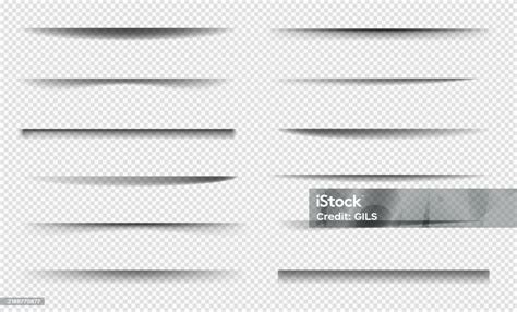 부드러운 가장자리가 있는 사실적인 음영 줄무늬 세트 모형 요소 투명한 그림자를 벡터화합니다 추상 패널 또는 막대 그림자 3차원 형태에 대한 스톡 벡터 아트 및 기타 이미지