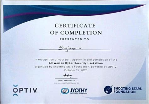 Cybersecurity Hackathon Shootingstarsfoundation Optiv Srujana K
