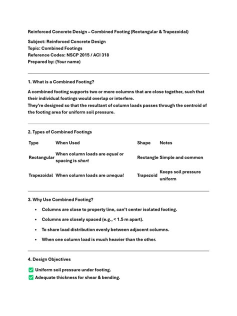 Combined Footing Design Guide Pdf Rectangle Column