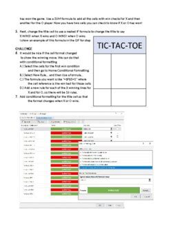 Excel Interactive Tic Tac Toe Game By Joshua Horn TpT
