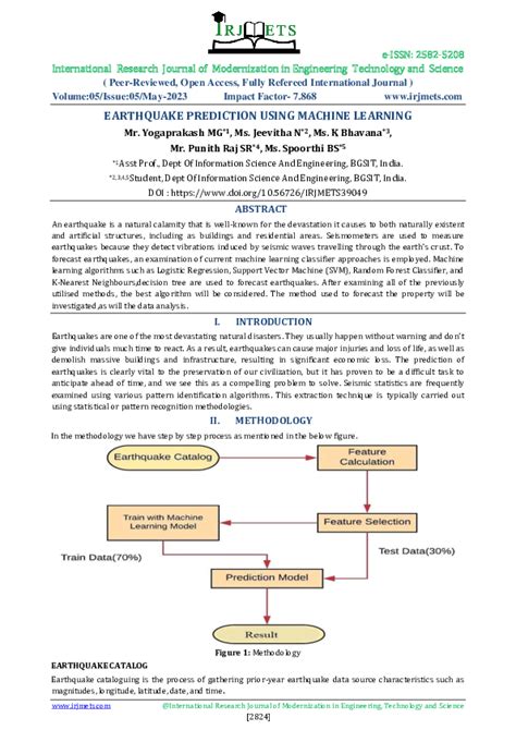 Pdf Earthquake Prediction Using Machine Learning