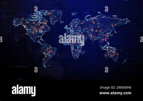 Cyber Attack And Internet Cyber Crime Data Base Hack Points On World