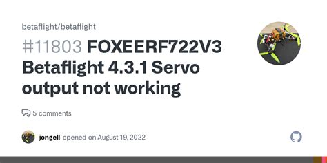 Foxeerf722v3 Betaflight 431 Servo Output Not Working · Issue 11803