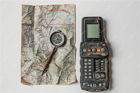A Compass A Map And A Gps Device Tools For Navigation And Exploration