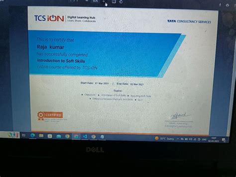 𝚁𝚊𝚓 𝚔𝚞𝚖𝚊𝚛 on linkedin successfully completed the course introduction to soft skills in tcsion…