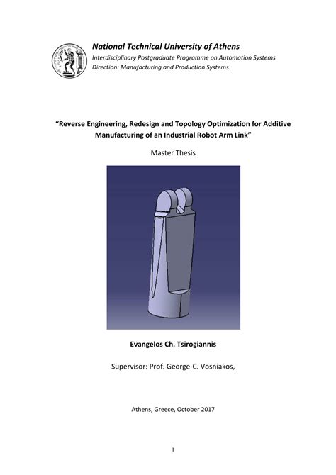 Pdf Reverse Engineering Redesign And Topology Optimization For Additive Manufacturing Of An