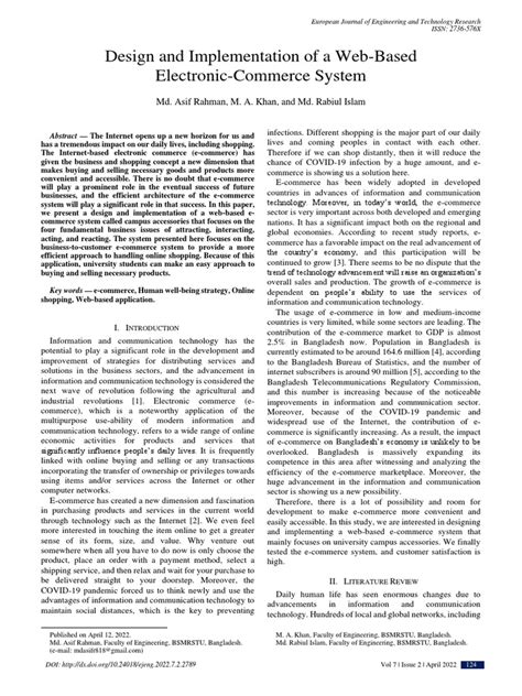 Design And Implementation Of A Web Based Electronic Commerce System Pdf E Commerce Databases