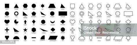 기하학적 모양 아이들의 교육과 장난감에 대한 기본 개요 그림 삼각형 정사각형 원 사다리꼴 심장 마름모 다각형 및 사각형과 같은 라인 스타일의 기본 기하학적 모양 벡터 모양에