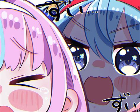 Hoshimachi Suisei And Minato Aqua Hololive Drawn By Nabenabeotome