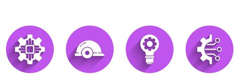 Set Worker Safety Helmet Light Bulb And Gear Vector Image