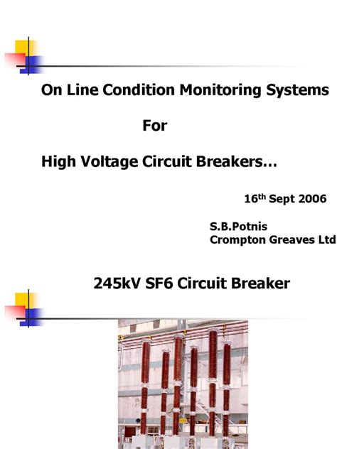 Online Condition Monitoring Systems For High Voltage Circuit Breakers Pdf Valve