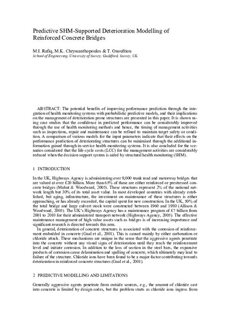 Pdf Predictive Shm Supported Deterioration Modelling Of Reinforced Concrete Bridges