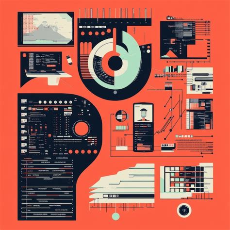 Abstract Digital Interface With Geometric Shapes Data Displays And A Smartphone Premium Ai