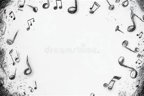 Musical Notes Form A Border Around A White Background Creating Space
