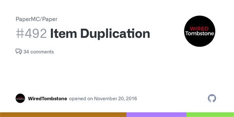 item duplication · issue 492 · papermc paper · github