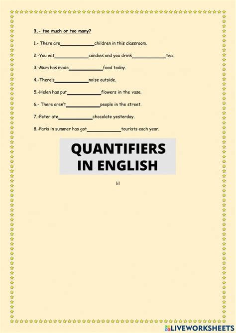Quantifiers Online Exercise For 2º Live Worksheets