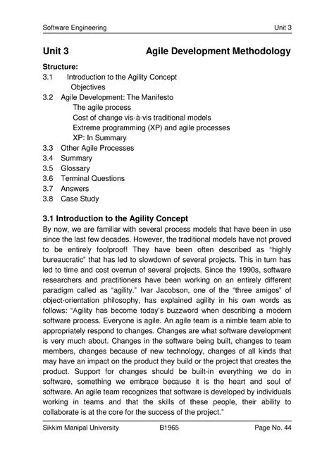 Unit 3 Agile Development Methodology Unit 3 Agile Development Methodology Structure 3 Studocu