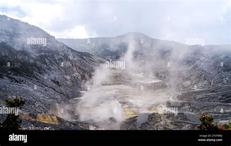 Crater Of Tangkuban Perahu Active Volcano West Java Indonesia Stock