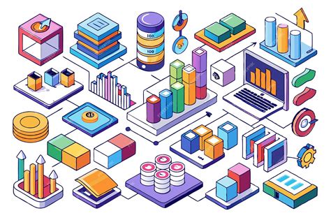 Isometric Illustration Of Various Data Analysis And Visualization Icons