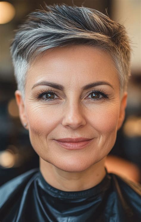 43 Chic Pixie Haircut For Women Over 50 Salt And Pepper Pixie With