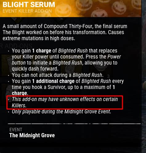 Whats The Unknown Effect Of Blight Serum On Certian Killers Which Killers What Effect R