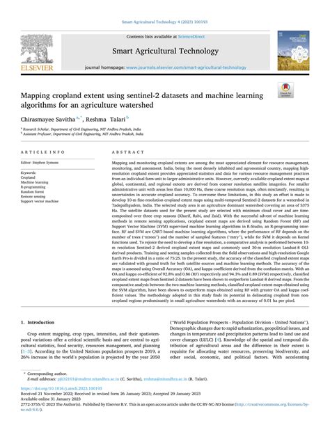 PDF Mapping Cropland Extent Using Sentinel Datasets And Machine Learning Algorithms For An
