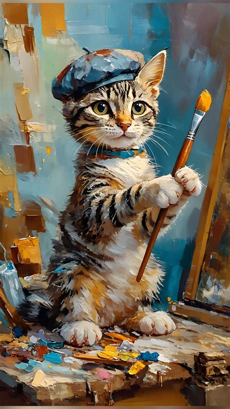Cat Art Cat Portrait Painting Cat Painting Cat Artwork