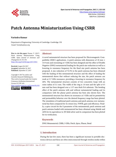 Pdf Patch Antenna Miniaturization Using Csrr