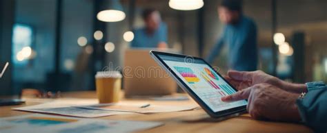 The Tablet Displaying Detailed Business Analytics In A Collaborative Office Setting Ai
