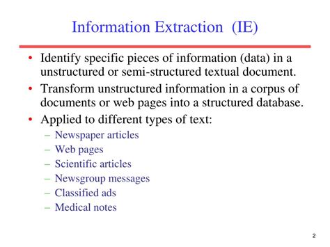 Ppt Cs 388 Natural Language Processing Information Extraction Powerpoint Presentation Id