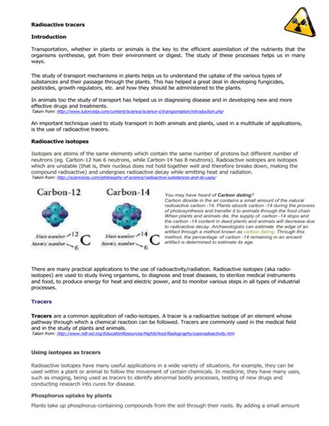 Radioactive Tracers Uses In Medicine And Biology