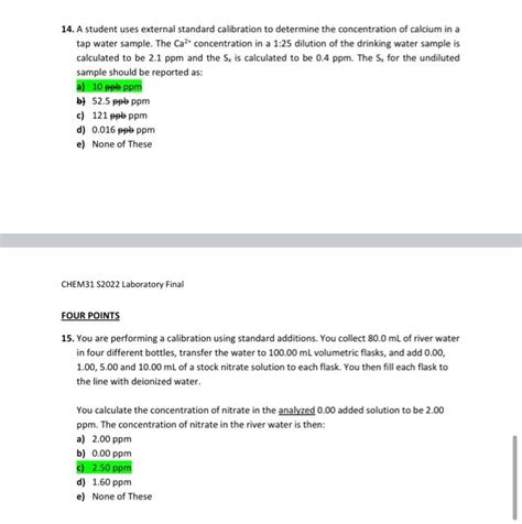 14 A Student Uses External Standard Calibration To