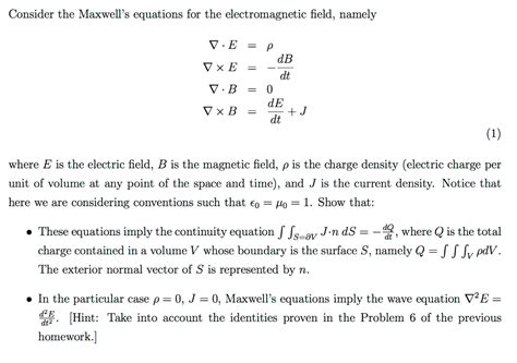 Solved Consider The Maxwells Equations For The