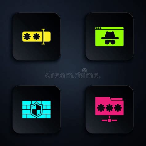 Set Folder With Password Password Protection Shield Brick Wall And Browser Incognito Window