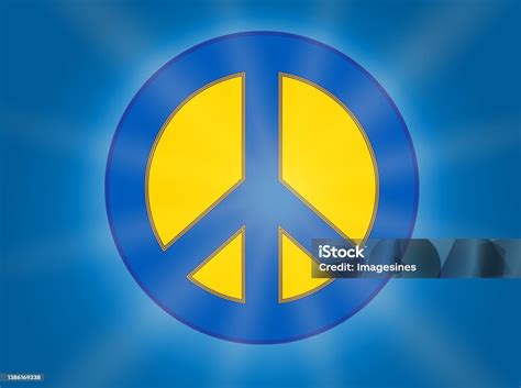 우크라이나어 플래그 평화의 상징의 모양에 우크라이나의 국기 파란색과 노란색 빛나는 평화 기호 우크라이나어와 러시아 군사 충돌 0명에 대한 스톡 벡터 아트 및 기타 이미지