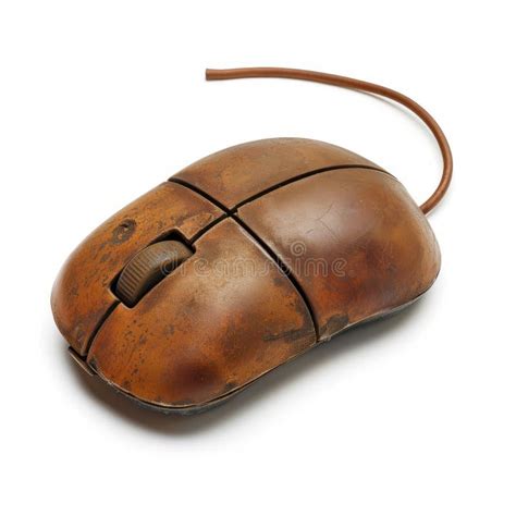 Vintage Early Computer Mouse Isolated On White Background For Retro