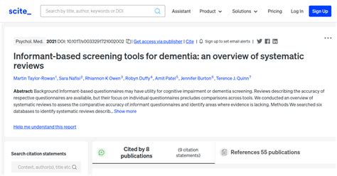 informant based screening tools for dementia an overview of systematic
