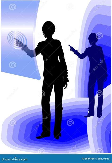 Business Woman Using Touch Screen Stock Vector Illustration Of Interview Financial 8584785