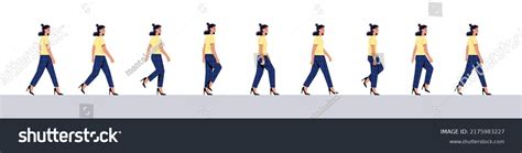 Walk Cycle Sequence Concept Young Woman Stock Vector Royalty Free 2175983227 Shutterstock
