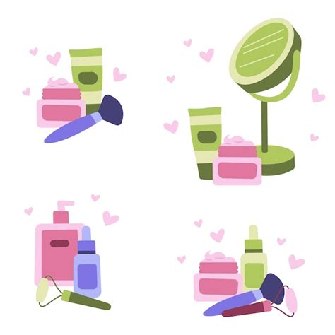 Premium Vector Set Of Cosmetics For Skin Care Simple Cute